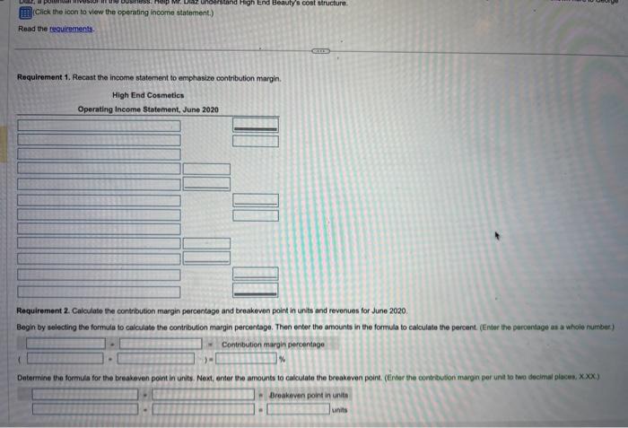 Solved Data table % to calculate the breakeven point. (Énter | Chegg.com