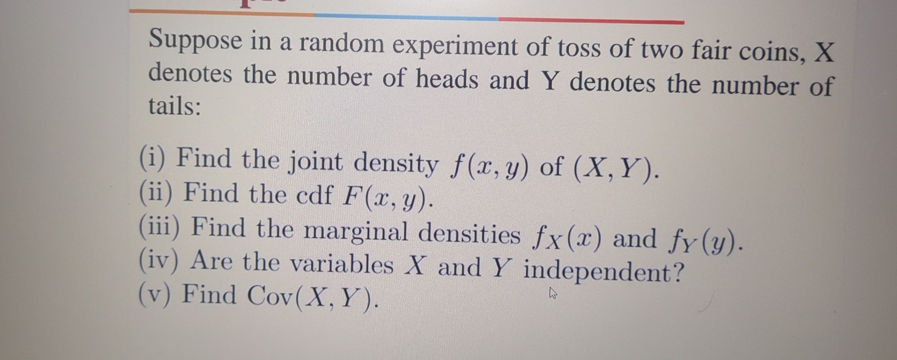 Solved Suppose in a random experiment of toss of two fair | Chegg.com
