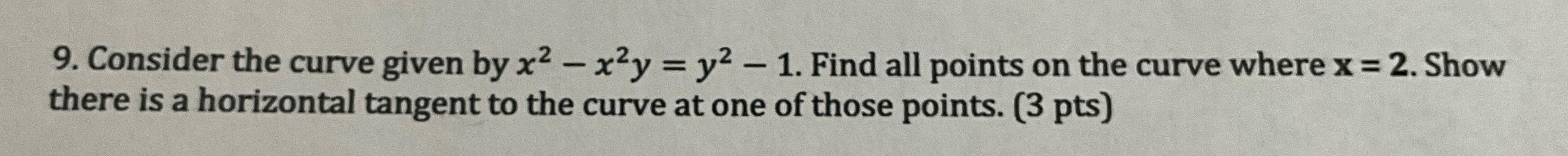 Solved Consider the curve given by x2-x2y=y2-1. ﻿Find all | Chegg.com