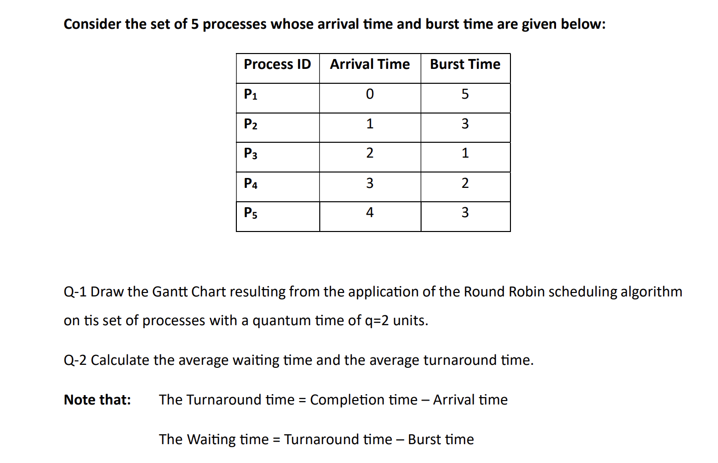 Solved Consider the set of 5 ﻿processes whose arrival time | Chegg.com