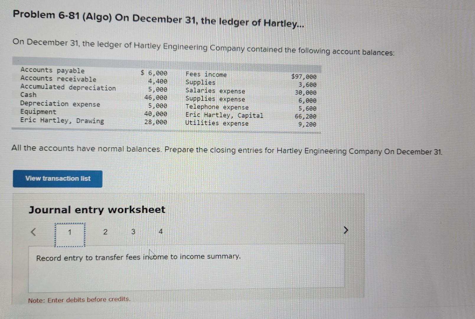 Solved Problem 6-81 (Algo) On December 31, the ledger of | Chegg.com