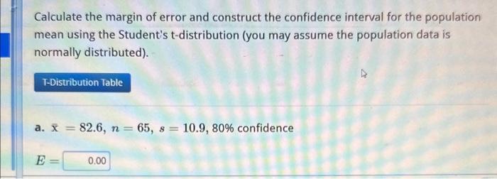 Solved Calculate the margin of error and construct the | Chegg.com