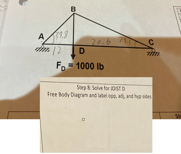 Solved Step 8: Solve for JOIST DFree Body Diagram and label | Chegg.com