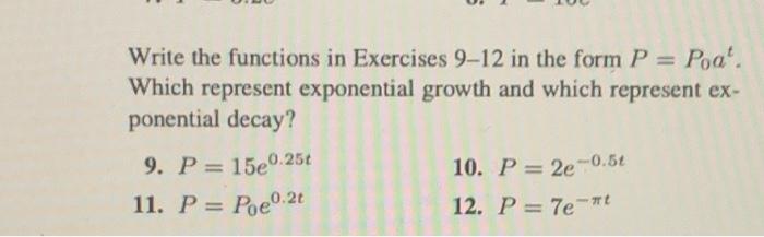 Solved Write the functions in Exercises 9-12 in the form P = | Chegg.com