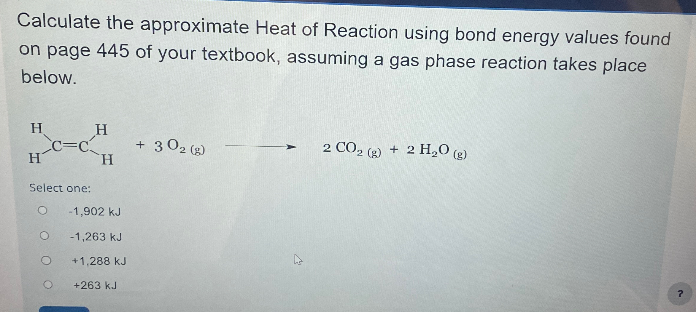 Solved Calculate the approximate Heat of Reaction using bond | Chegg.com