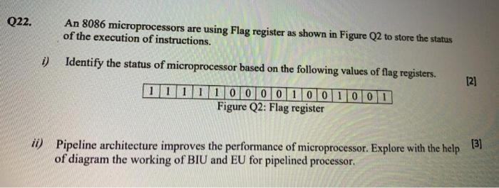 Solved Q22. An 8086 microprocessors are using Flag register | Chegg.com