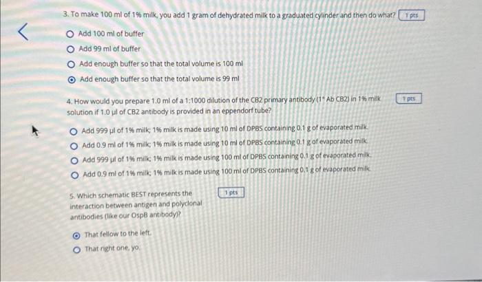 Solved 3. To make 100ml of 1% milk, you add 1 gram of | Chegg.com