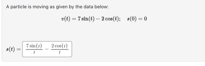 Solved A particle is moving as given by the data below: | Chegg.com