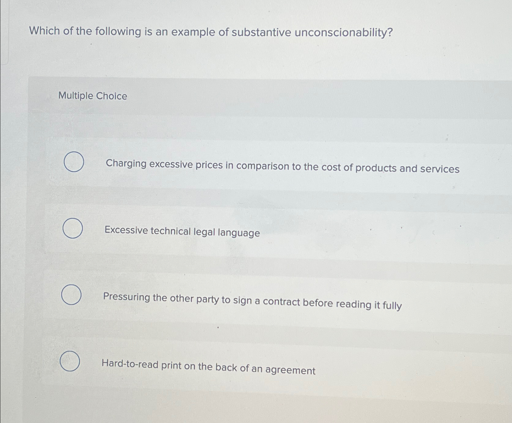 Solved Which of the following is an example of substantive | Chegg.com