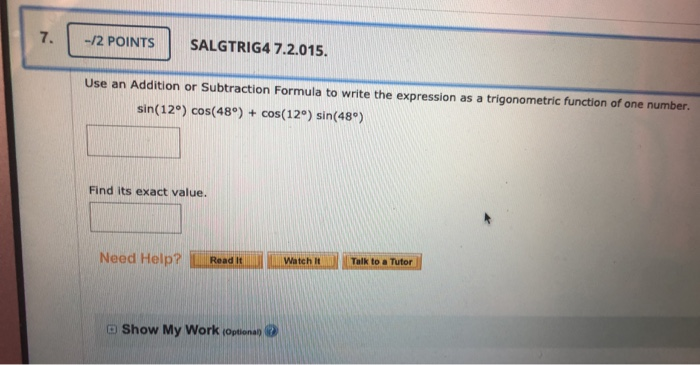 Solved 7 2 Points Salgtrig4 72015 Use An Addition Or 1096