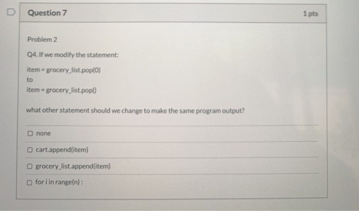 Solved Problem 2 Lists. Please read the code and answer the | Chegg.com