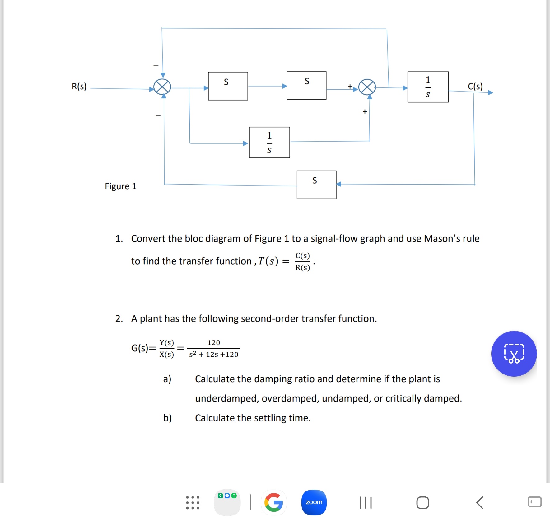 Solved Convert the bloc diagram of ﻿Figure 1 to ﻿a | Chegg.com
