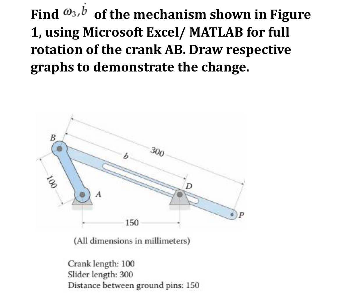 Solved Find ω3,b˙ ﻿of the mechanism shown in Figure 1, | Chegg.com