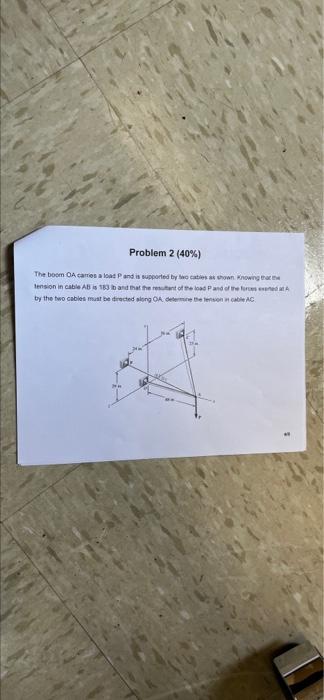 A Problem 2 (40%) The boom OA carries a load P and is | Chegg.com