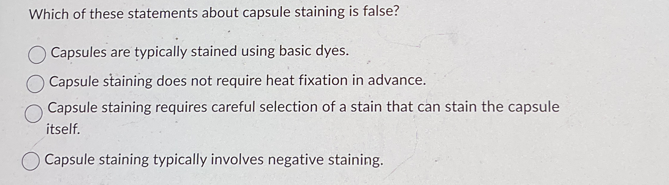 Solved Which of these statements about capsule staining is | Chegg.com
