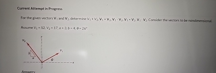 Current Attempt in ProgressFor the given vectors V1 | Chegg.com