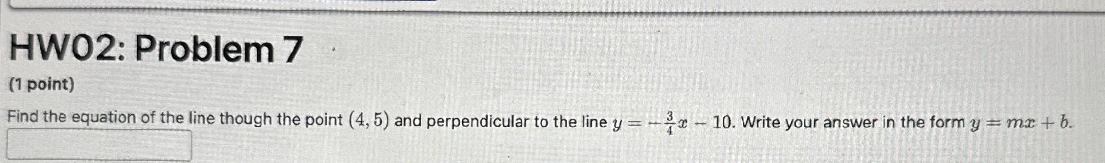 Solved HW02: Problem 7(1 ﻿point)Find the equation of the | Chegg.com