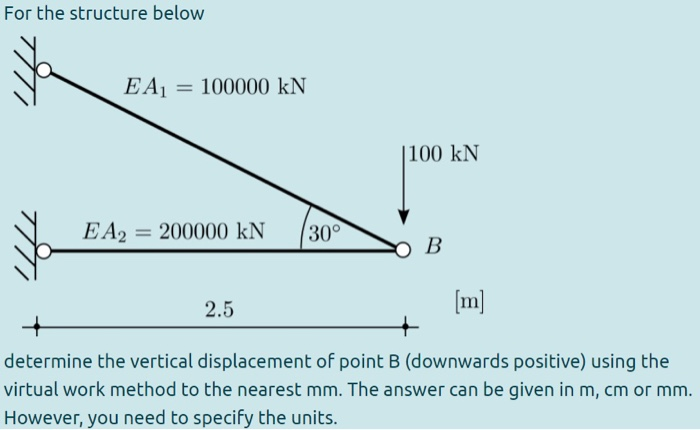 Solved For the structure below ΕΑ, 100000 KN 100 KN E A2 = | Chegg.com