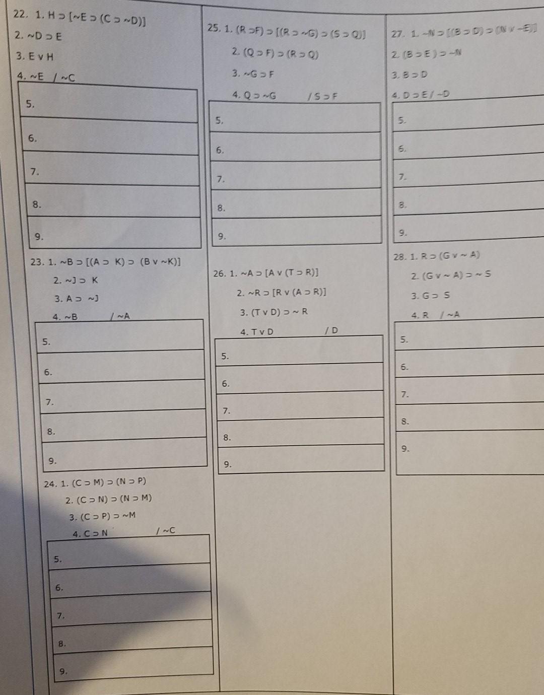 Solved Logic Natural Deduction Homework 4 Complete the | Chegg.com