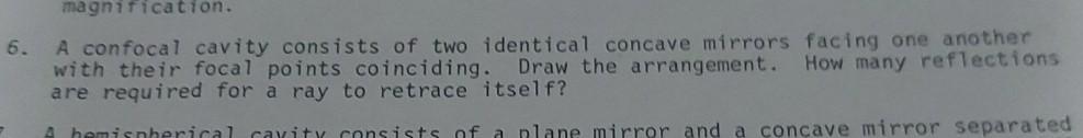 Solved 6. magnification. A confocal cavity consists of two | Chegg.com