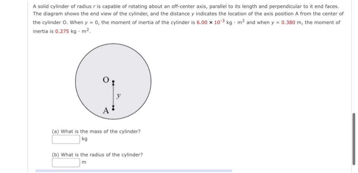 Solved A solid cylinder of radius r ﻿is capable of rotating | Chegg.com