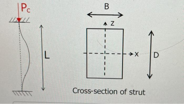 Solved Calculate the critical load for the strut shown, For | Chegg.com