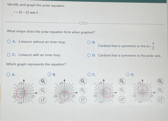 Solved Identify and graph the polar equation. r=10−10sinθ | Chegg.com