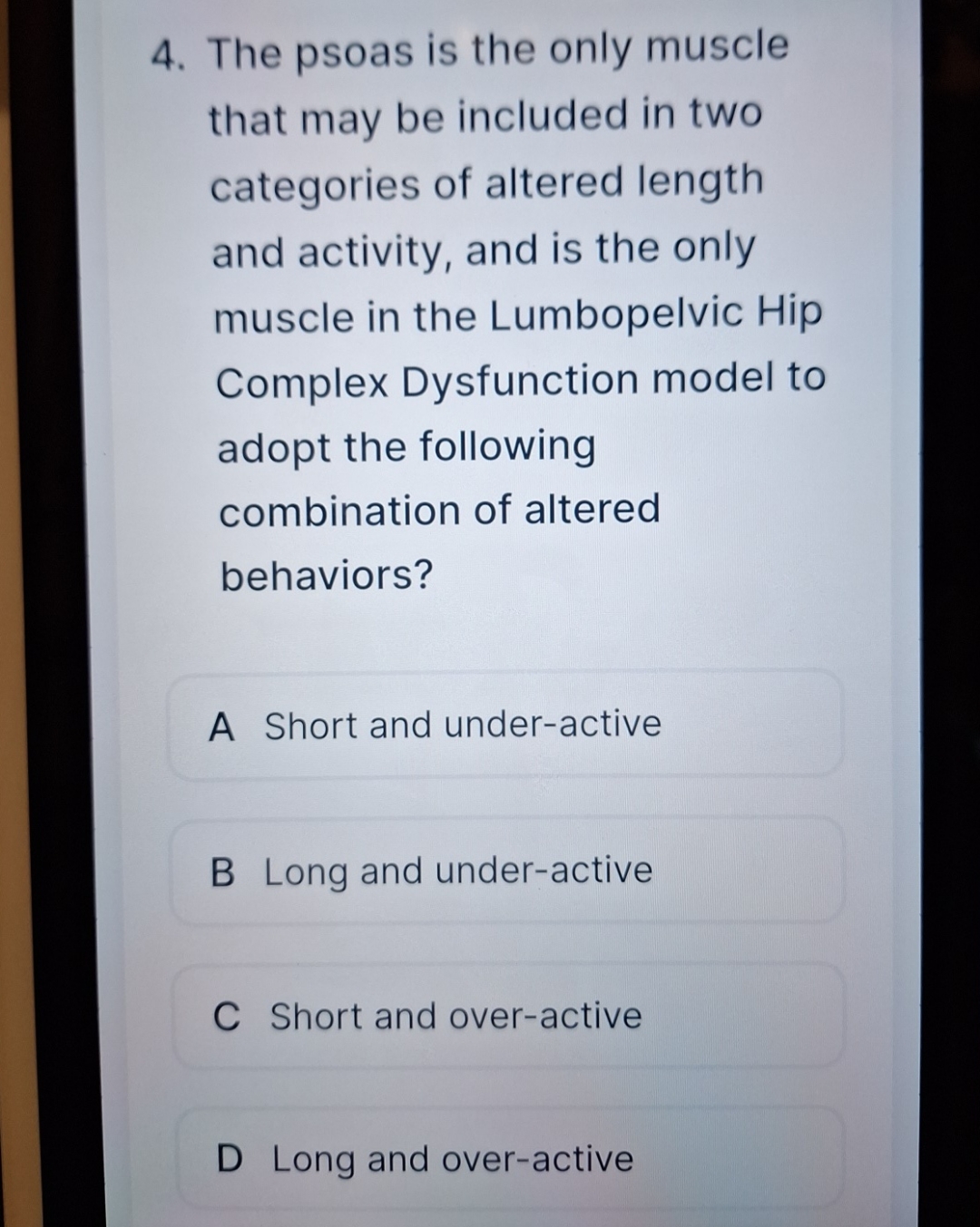 Solved The psoas is the only muscle that may be included in | Chegg.com