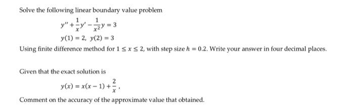 Solved Solve The Following Linear Boundary Value Problem 1