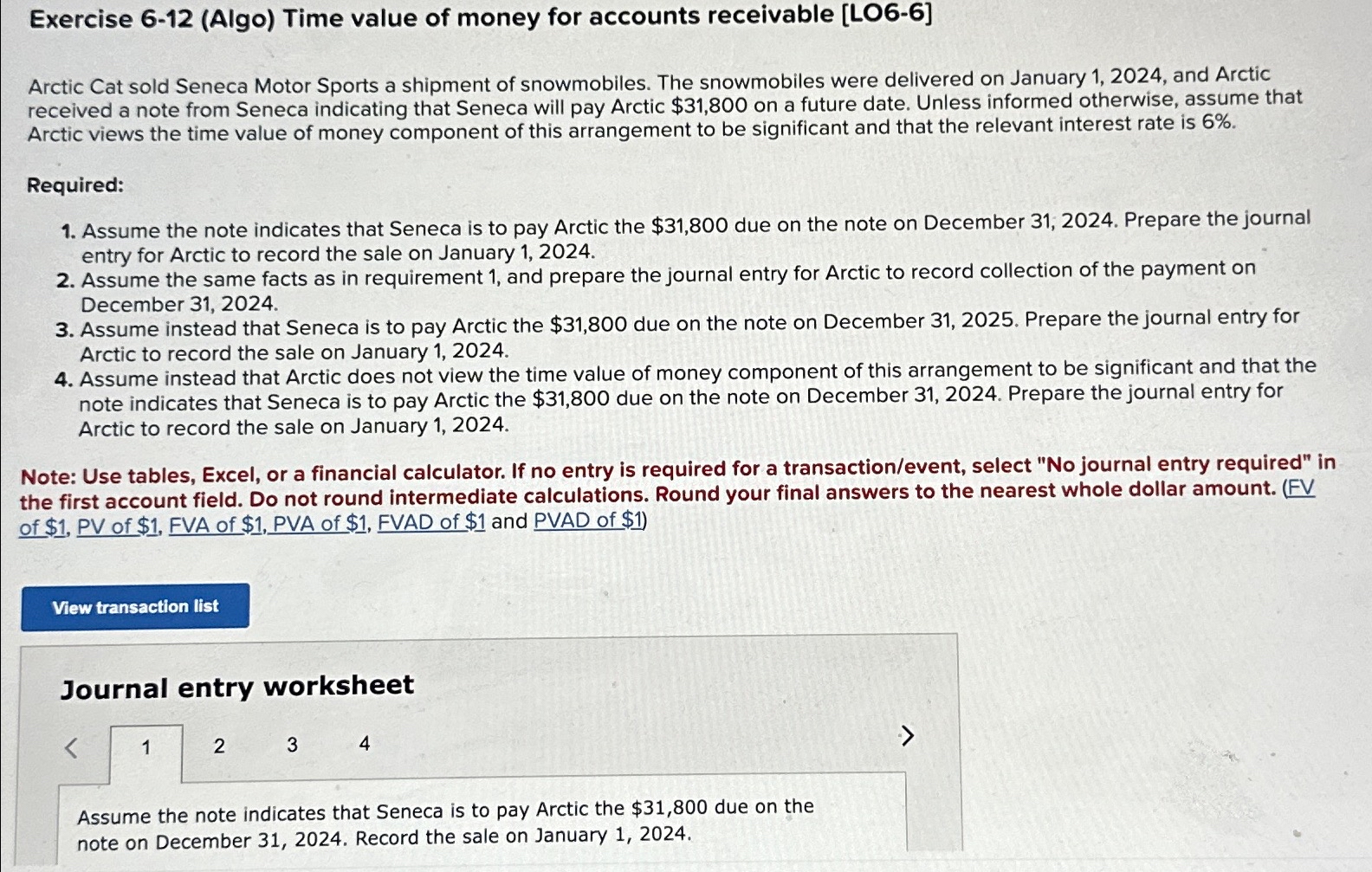 Solved Exercise 6-12 (Algo) ﻿Time value of money for | Chegg.com