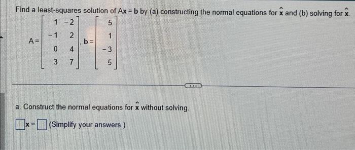 Solved Find a least-squares solution of Ax=b by (a) | Chegg.com