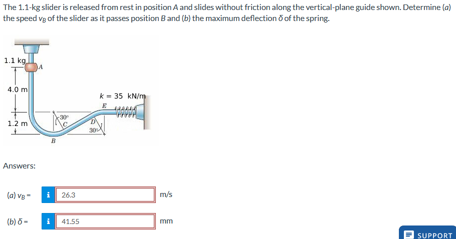 Solved The 1.1-kg slider is released from rest in position A | Chegg.com