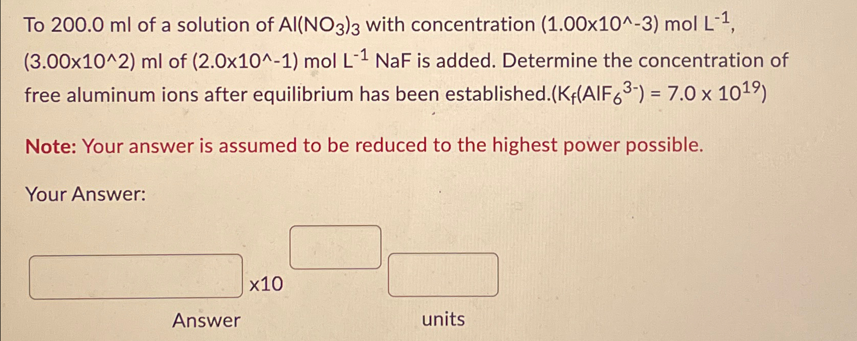 Solved To 200.0ml ﻿of a solution of Al(NO3)3 ﻿with | Chegg.com