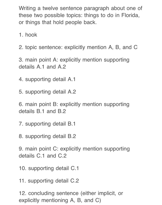 Solved Writing a twelve sentence paragraph about one of | Chegg.com