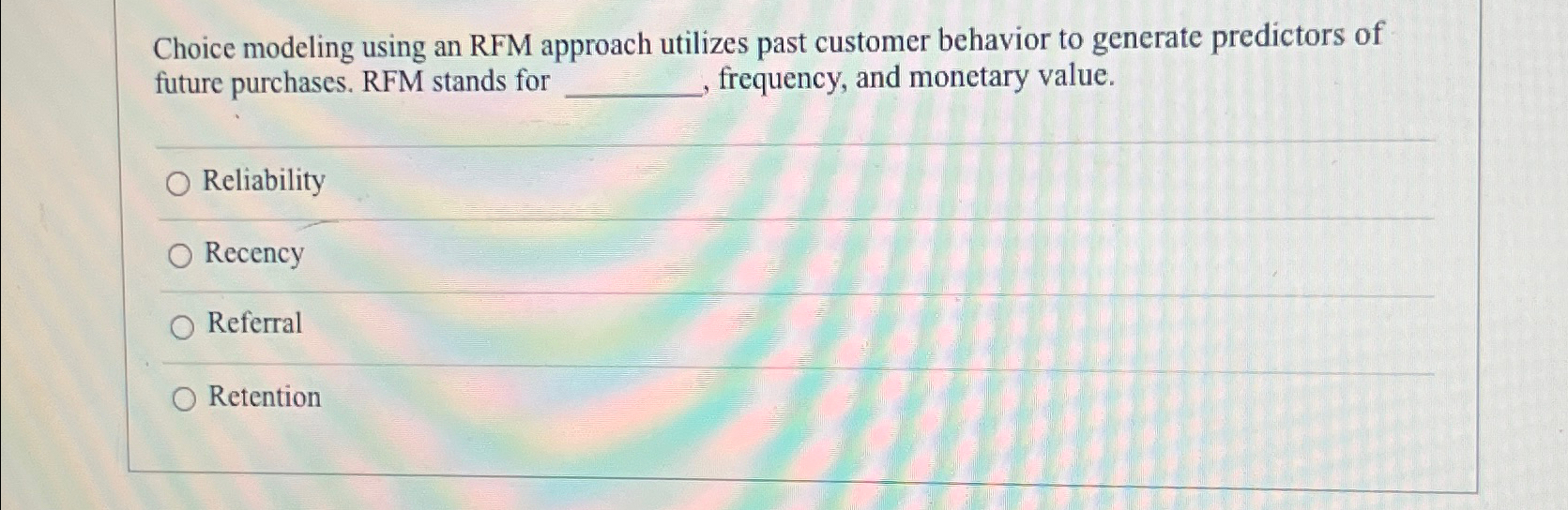 Solved Choice Modeling Using An Rfm Approach Utilizes Past