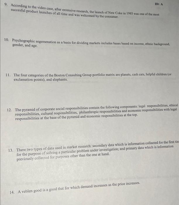 Solved PART ONE: Is the Statement True or False? Why? | Chegg.com
