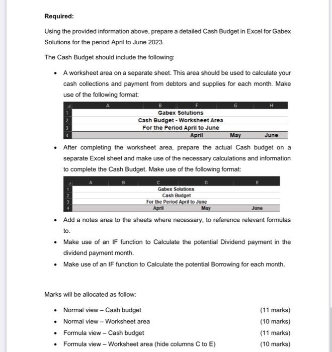 Solved As the financial manager of Gabex Solutions, prepare | Chegg.com