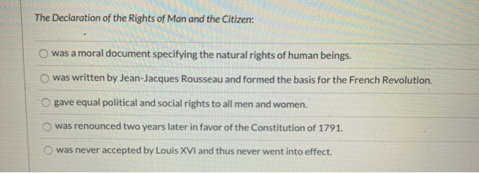 On August 4, 1789, the French National Assembly: o | Chegg.com