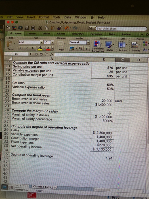 Solved Chapter 5: Applying Excel The Chapter 5 Form | Chegg.com