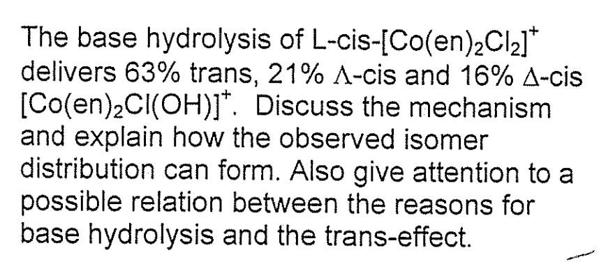 Solved The base hydrolysis of L-cis-[Co(en)2Cl2]* delivers | Chegg.com