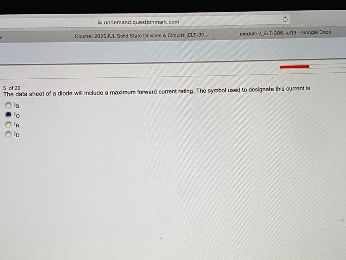 Solved ondemand.questionmark.com Course: 2020JUL Solid State | Chegg.com