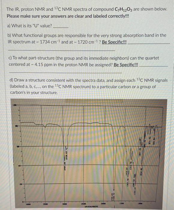 Solved The IR. proton NMR and 13C NMR spectra of compound | Chegg.com