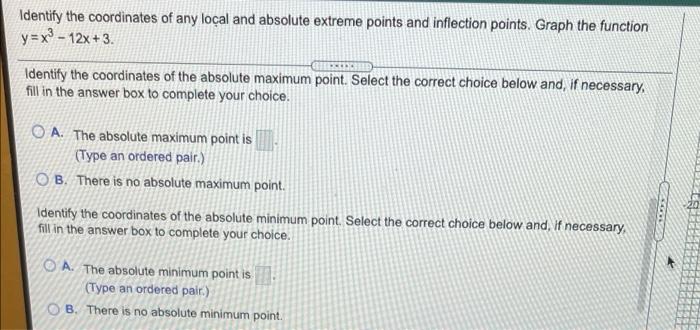 Solved Identify the coordinates of any local and absolute | Chegg.com