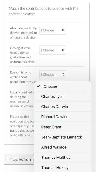 Solved Match the contributions to science with the correct | Chegg.com
