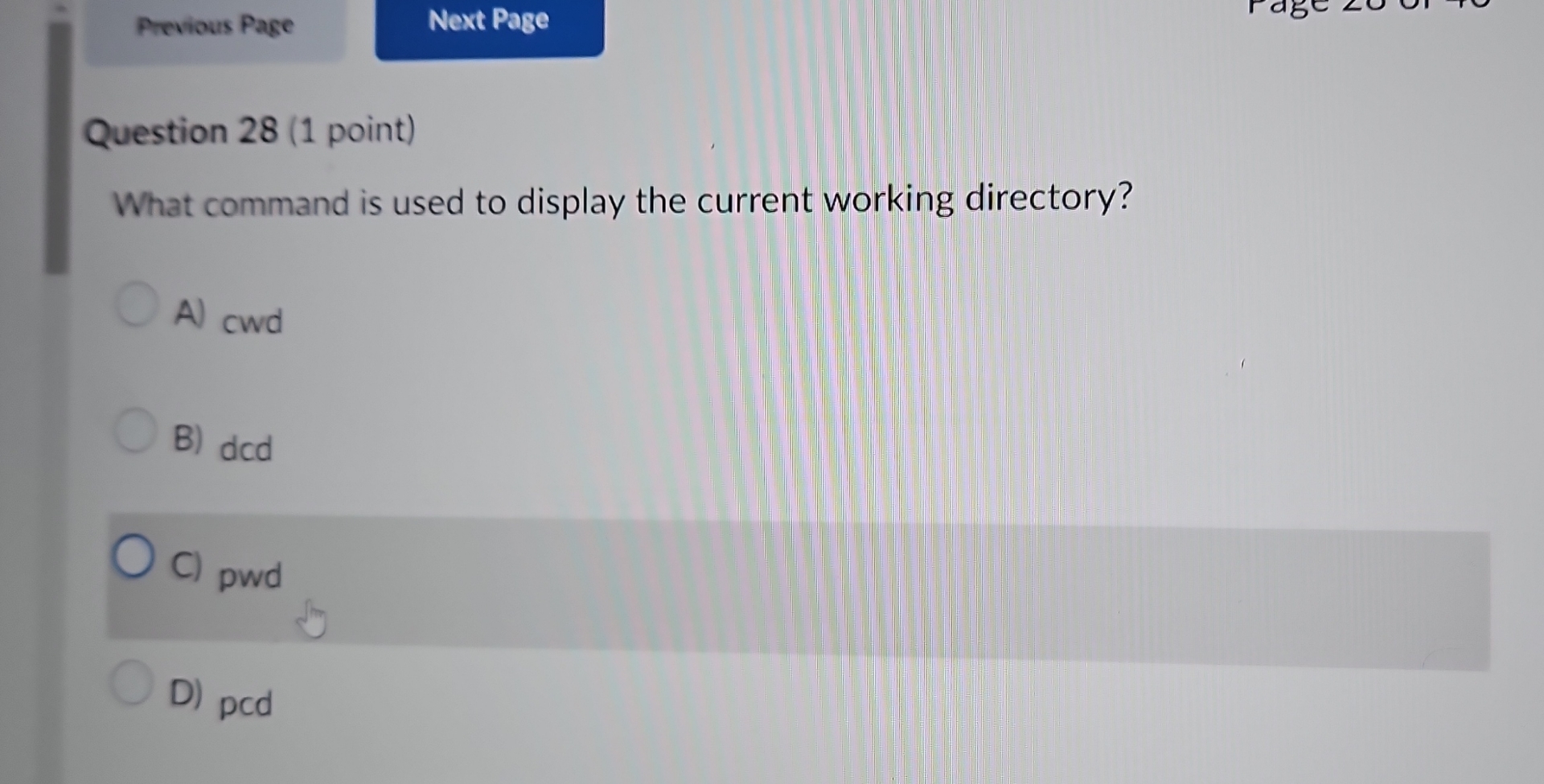 Solved Question 28 (1 ﻿point)What command is used to display | Chegg.com