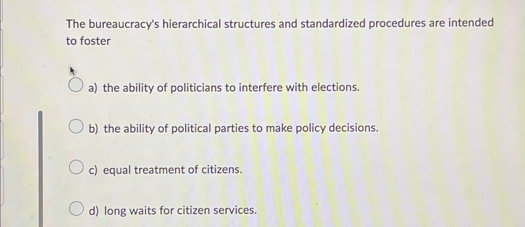 Solved The bureaucracy's hierarchical structures and | Chegg.com