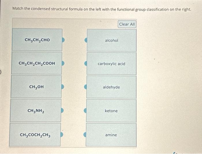 Solved Match the condensed structural formula on the left | Chegg.com