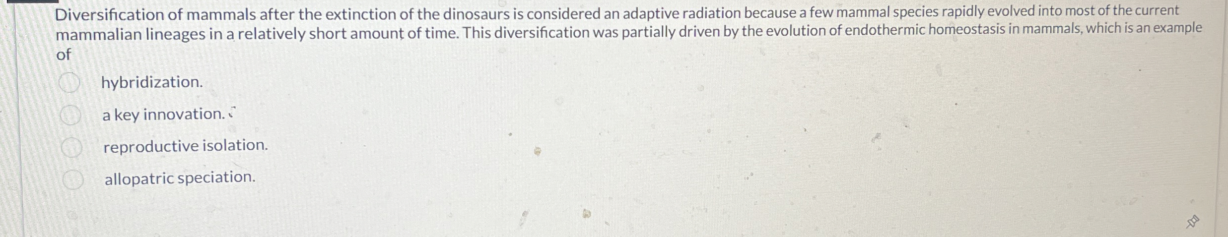High Quality SOLUTION Diversification of mammals after the extinction of | Chegg.com