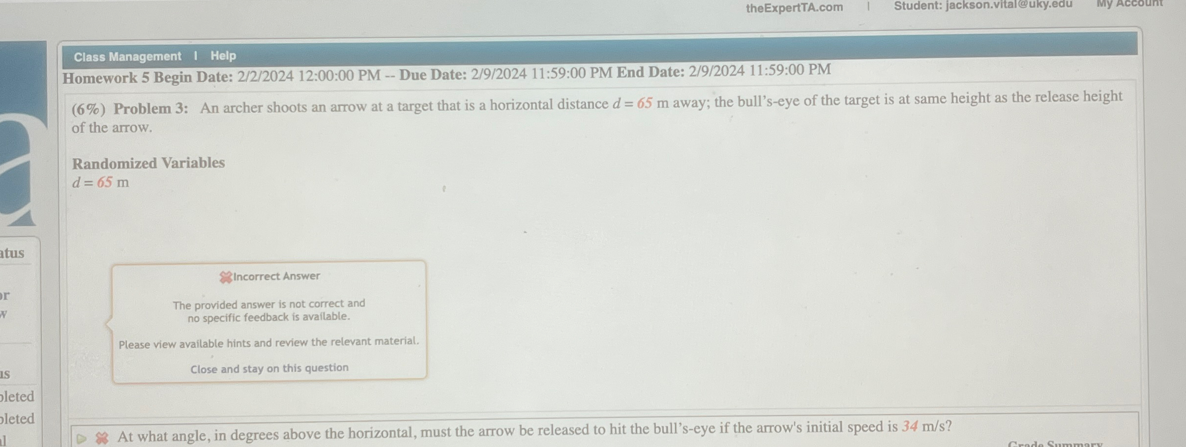 Solved Class Management 1 Help\\nHomework 5 Begin Date: | Chegg.com