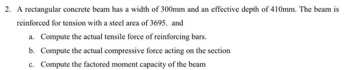 2. A rectangular concrete beam has a width of 300 mm | Chegg.com